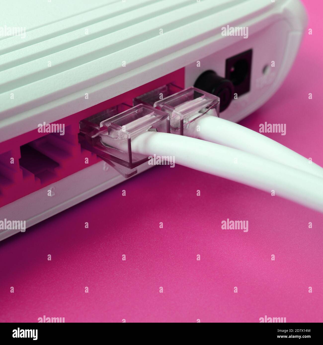 The Internet cable plugs are connected to the Internet router, which ...