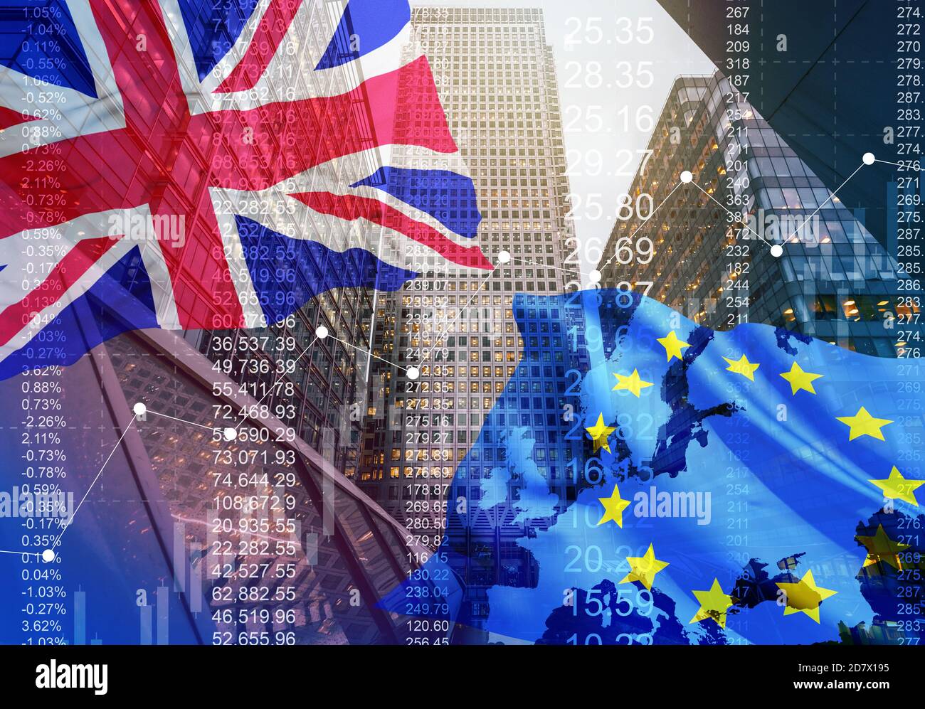 Great Britain flag, united kingdom economy and european union flag ...