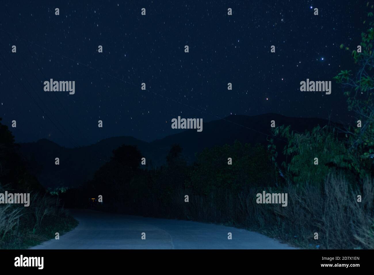 Night scene road mountains and stars from Palawan, Philippines, 2019 ...