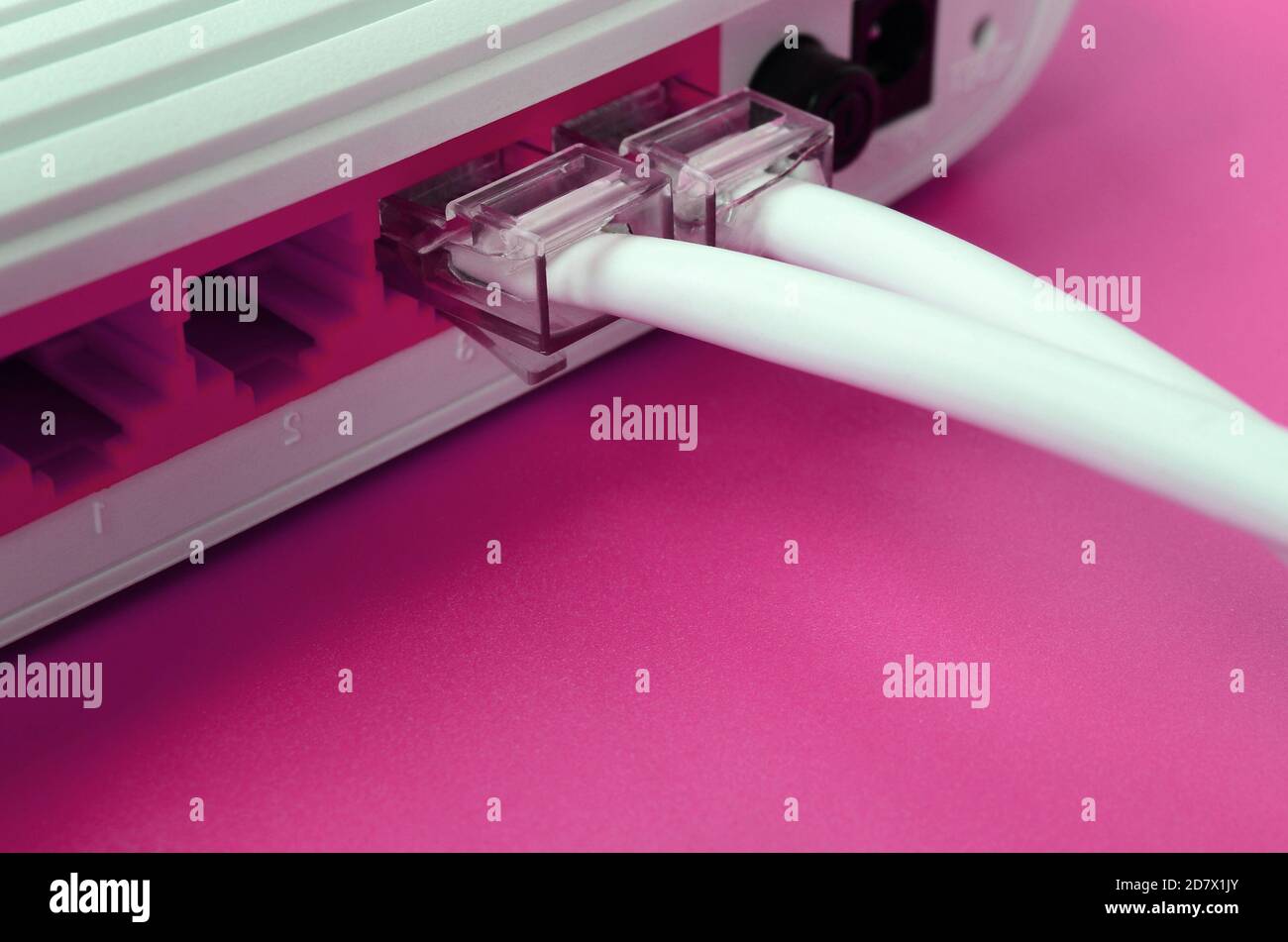 The Internet cable plugs are connected to the Internet router, which ...