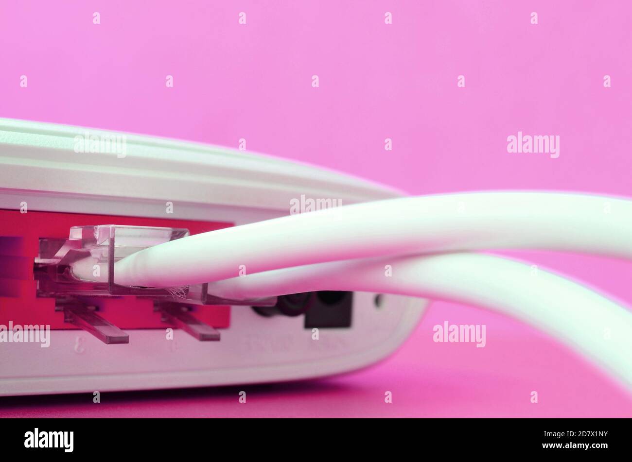 The Internet cable plugs are connected to the Internet router, which ...