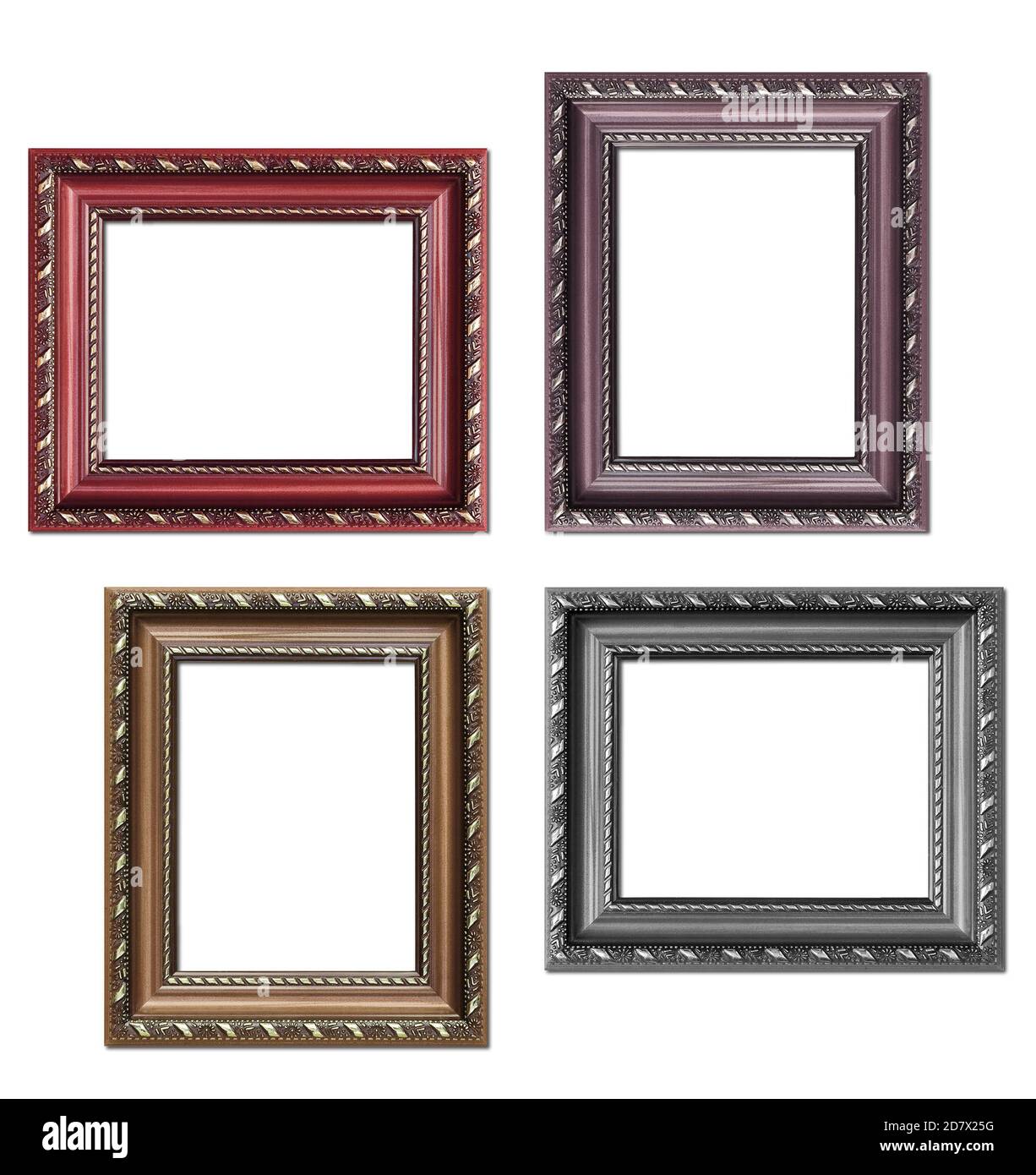 Set of empty picture frames with free space inside, isolated on white ...