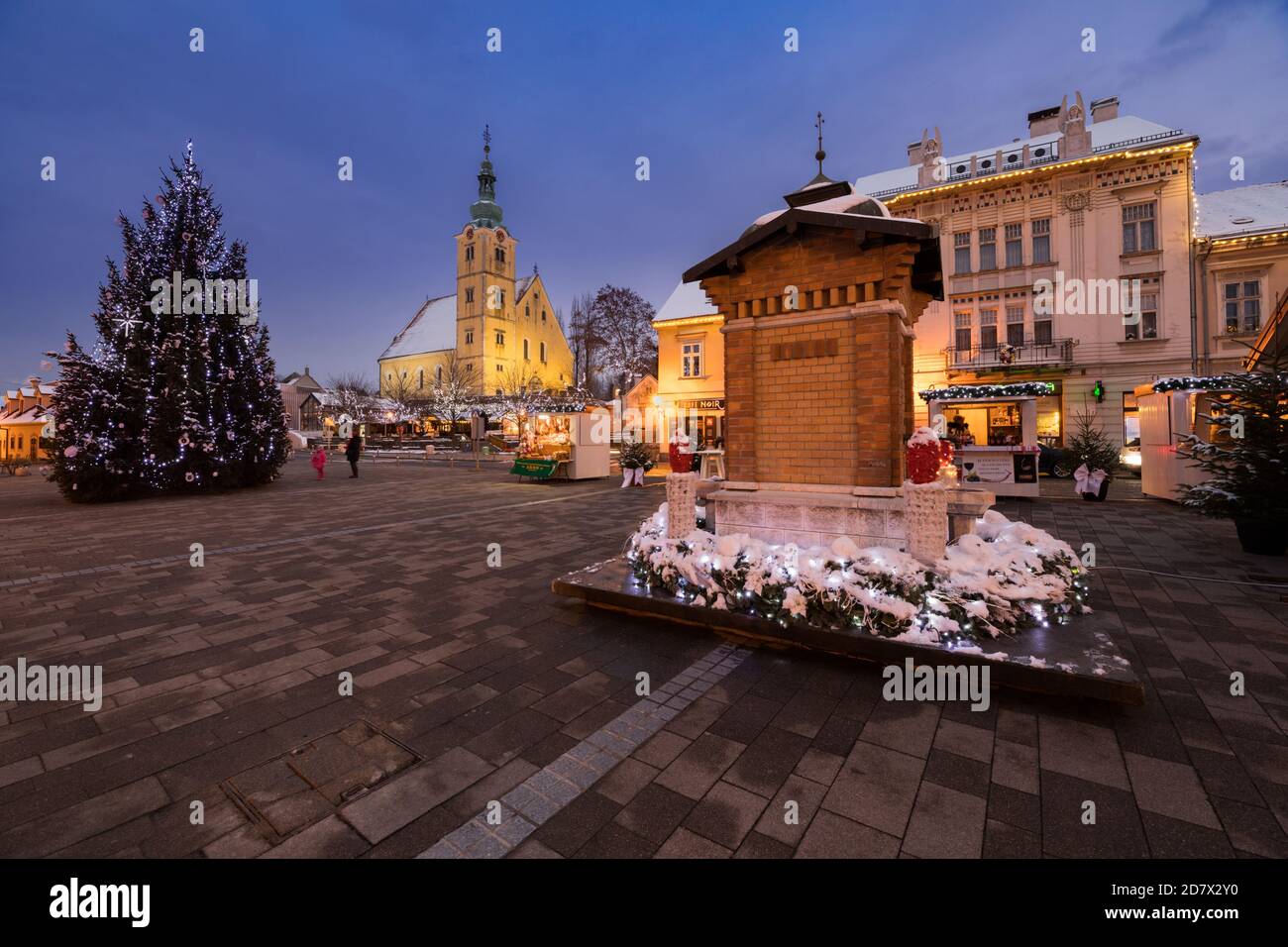 Main square in town Samobor decorated for the advent, Croatia Stock ...