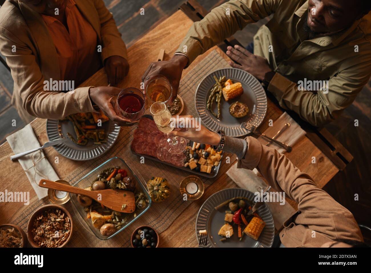 Top view background of multi-ethnic group of people enjoying feast ...