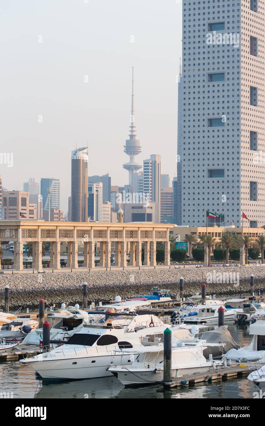 KUWAIT, - August 05, 2017: Kuwait Souq Sharq harbor, cityscape Stock ...