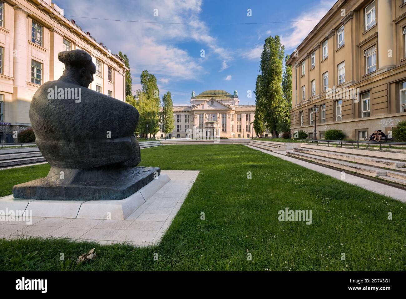 Monument of Marko Marulic, the father of Croatian literature in front ...