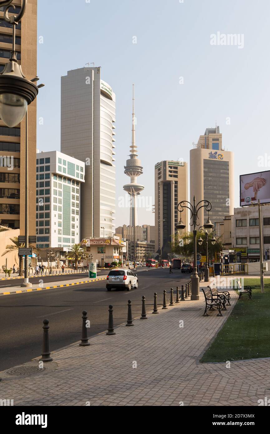 KUWAIT, - August 05, 2017: Street of Kuwait street view of Liberation ...