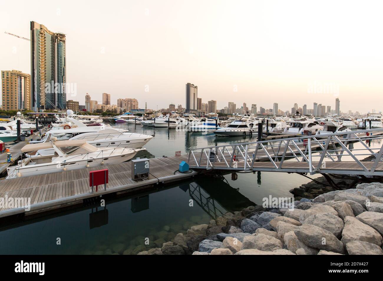 KUWAIT, - August 03, 2017: Marina Crescent kuwait, sunset Stock Photo ...