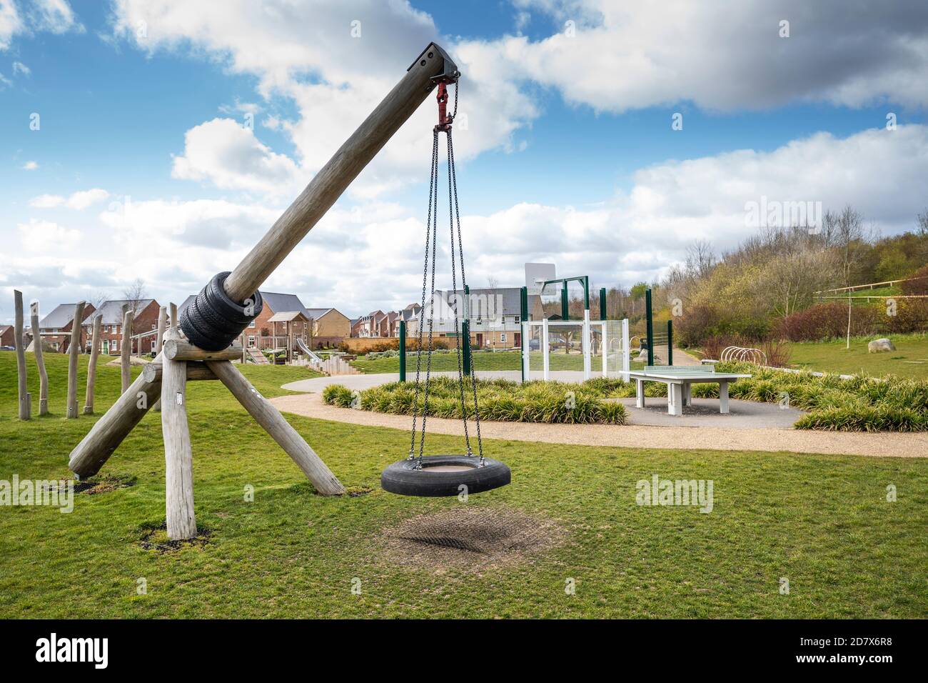 Newly built development residential area children outdoor kid ...