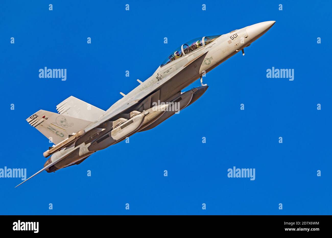 Boeing EA-18G Growler #501 accelerates and climbs after taking off from ...