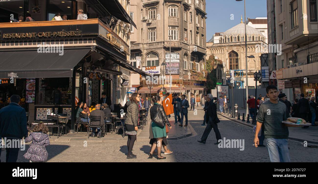 Historical architecture people and street scene from Istanbul, Turkey ...