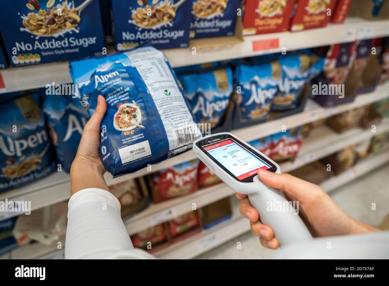 LONDON, UK- JANUARY 26, 2020. Smart shop device in the checkout counter ...