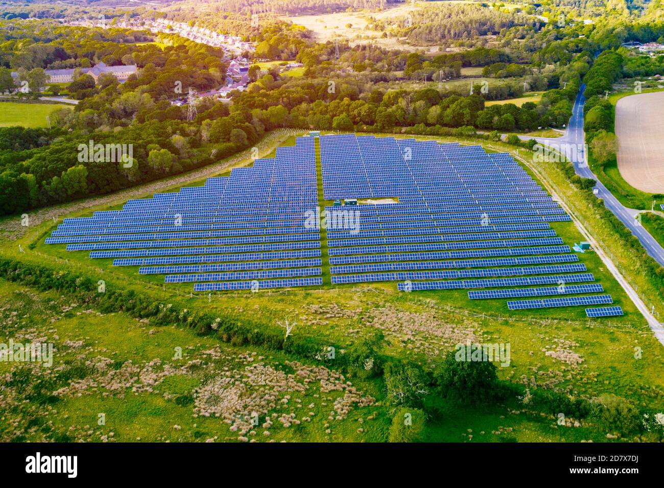 Aerial view of a solar panels farm in the UK Stock Photo - Alamy