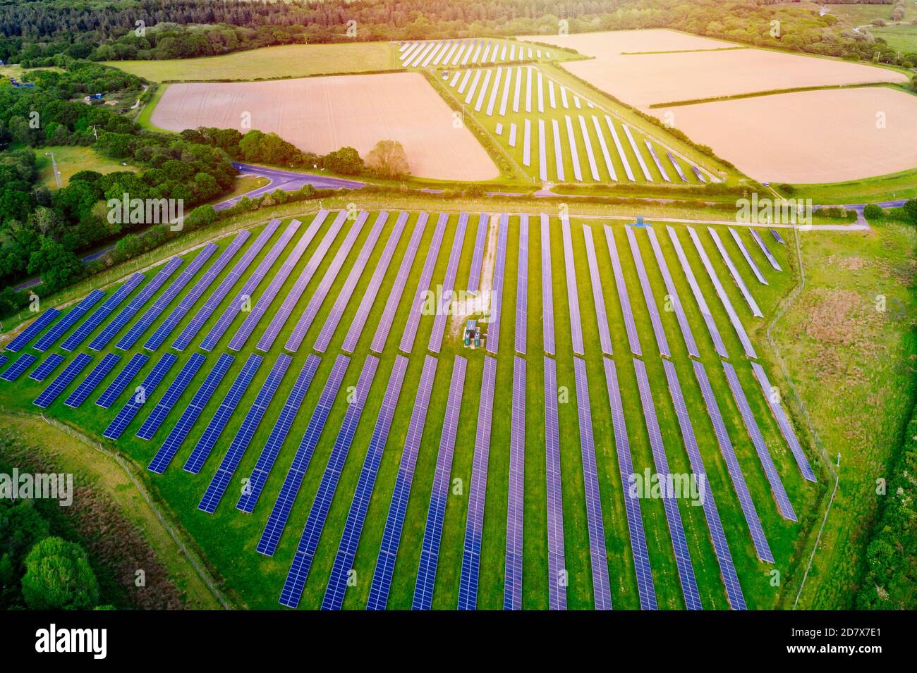 Aerial view of a solar panels farm in the UK Stock Photo - Alamy