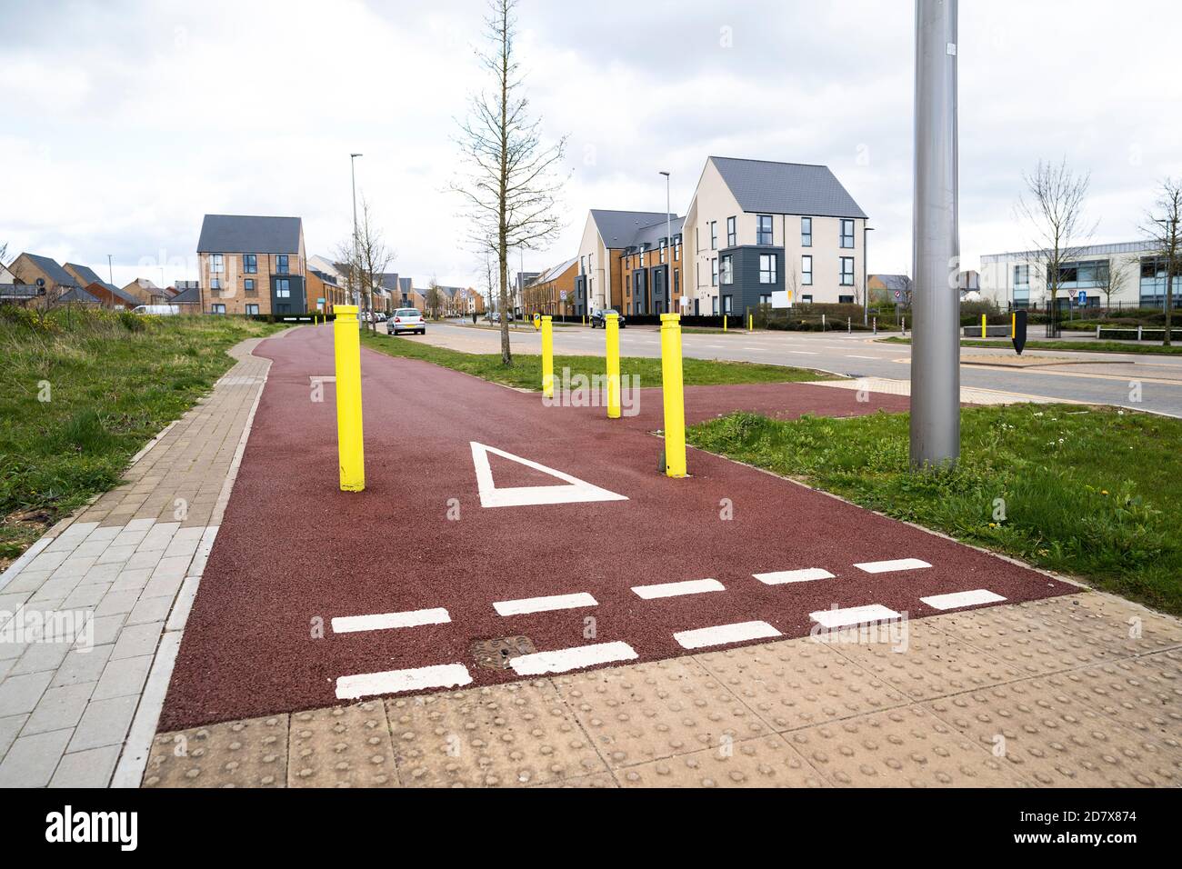 Bicycle lane symbols in the residential area Stock Photo - Alamy