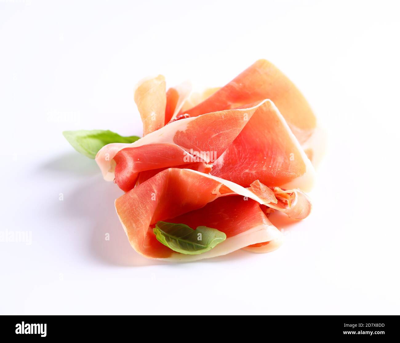italian parma ham with basil leaf Stock Photo - Alamy