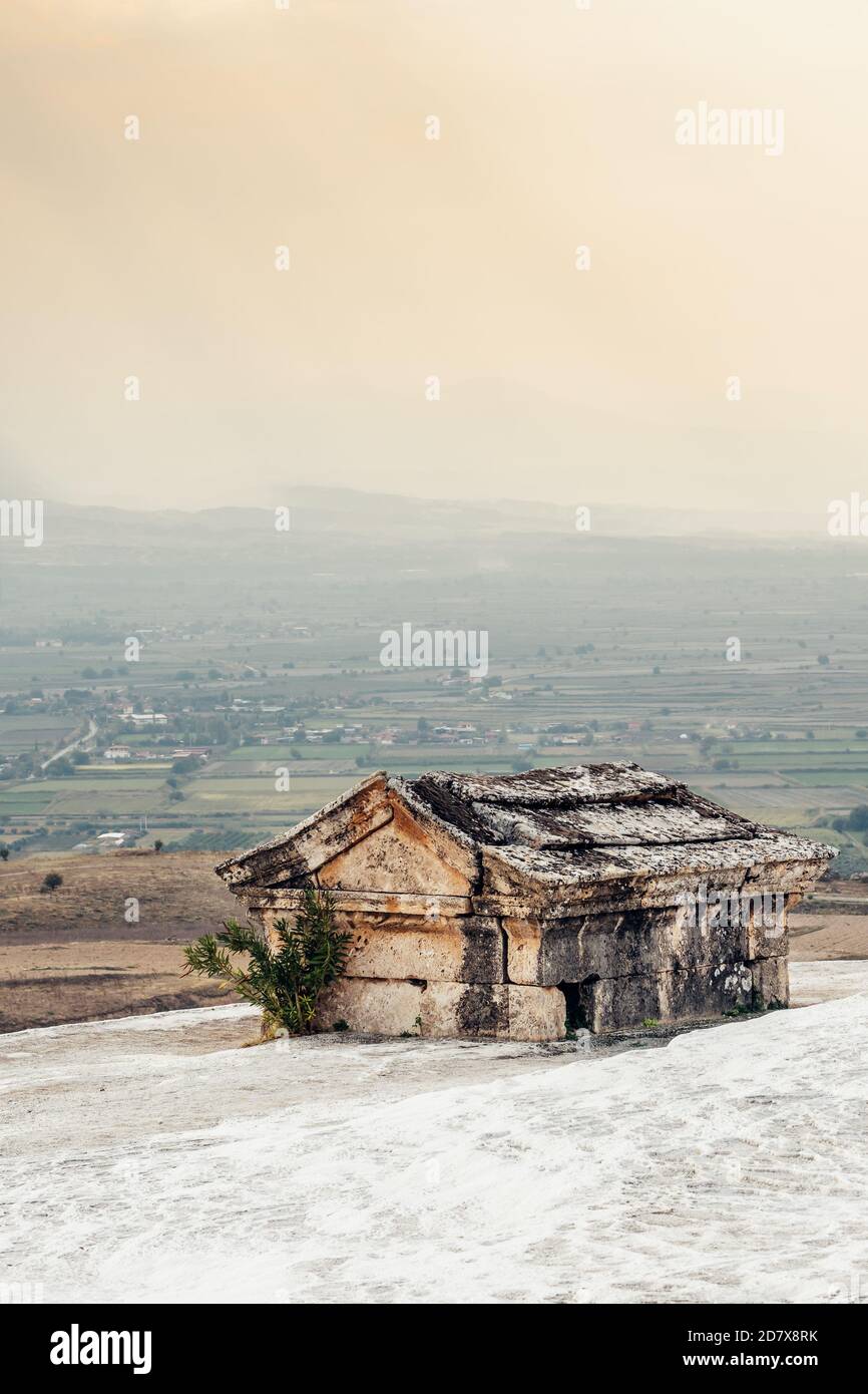 Ancient greek tomb in Ancient City of Hierapolis in Pamukkale in Turkey ...