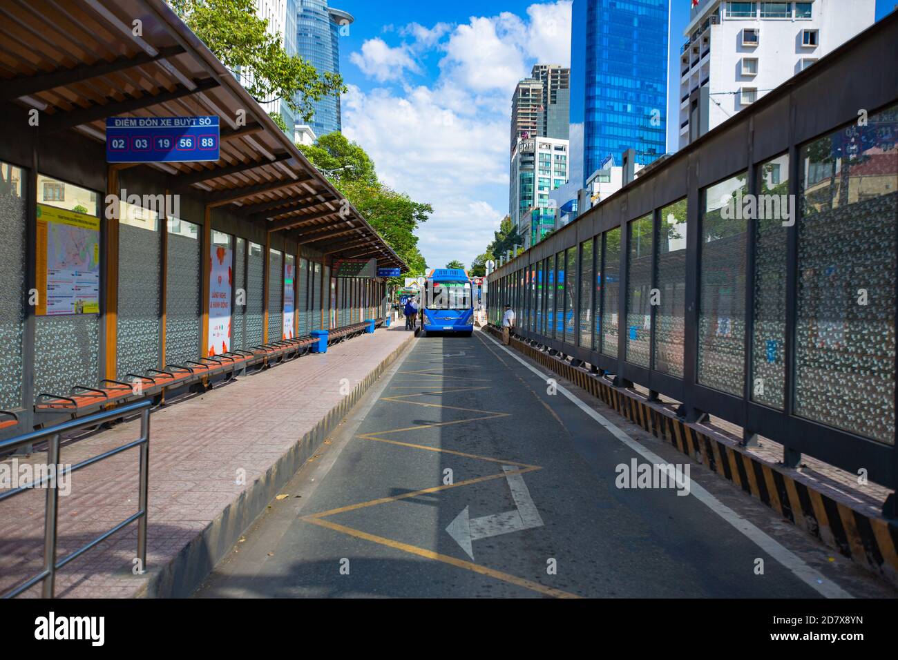 SAIGON, VIETNAM - JANUARY 04, 2019: People waiting for Bus at bus ...