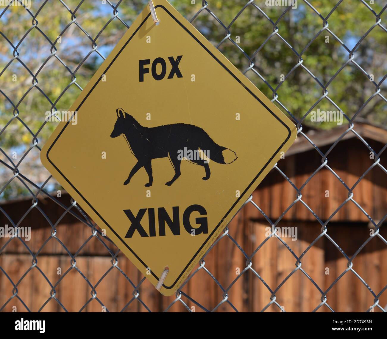 Red Fox warning sign for small pets in the countryside of Utah Stock ...