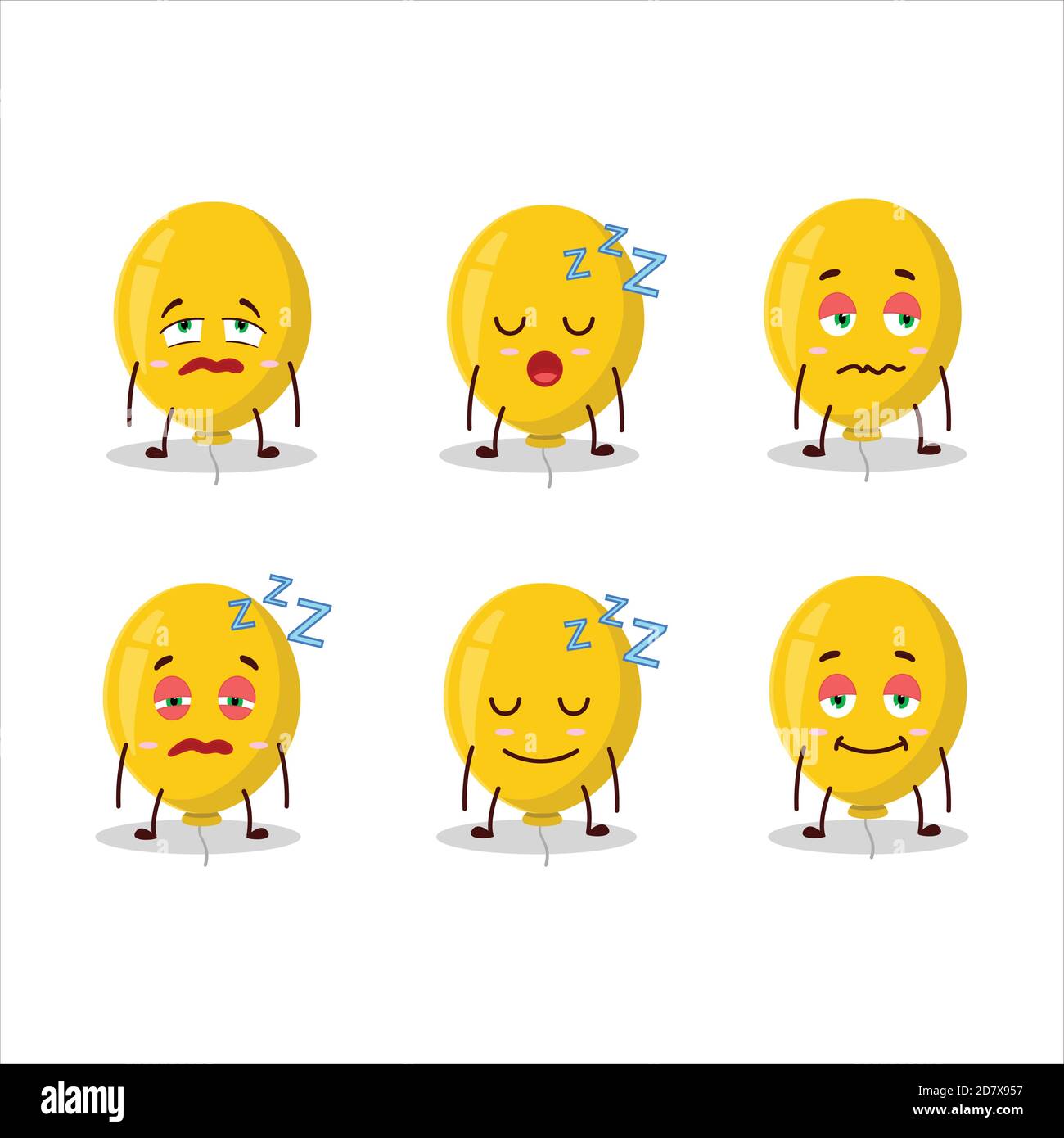 Cartoon character of yellow balloon with sleepy expression Stock Vector ...