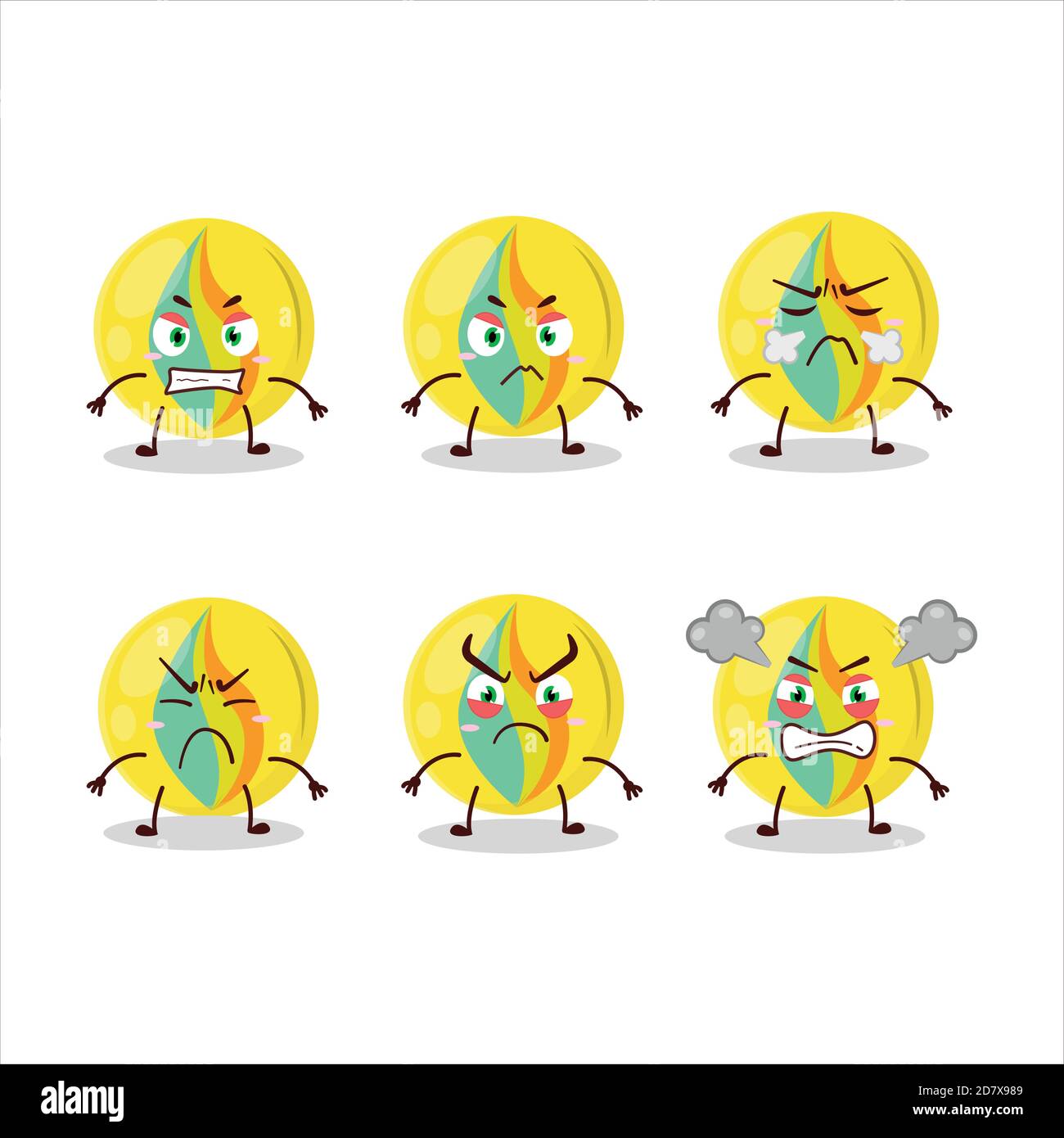 Yellow marbles cartoon character with various angry expressions Stock ...