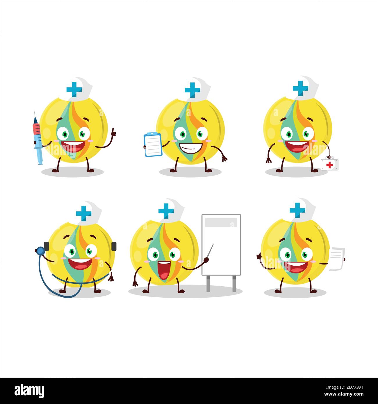 Doctor profession emoticon with yellow marbles cartoon character Stock ...