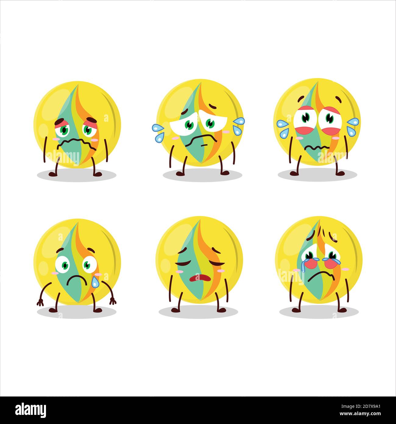 Yellow marbles cartoon character with sad expression Stock Vector Image ...