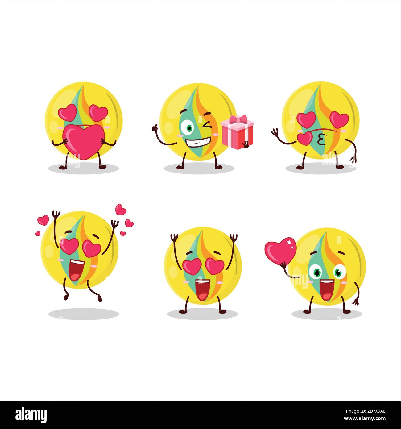 Yellow marbles cartoon character with love cute emoticon Stock Vector ...