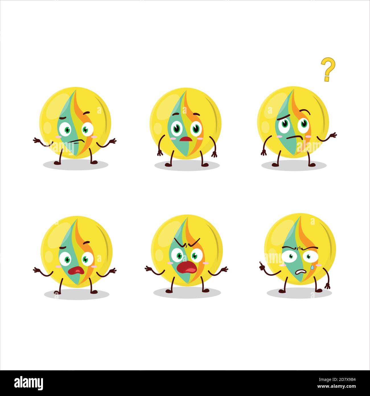 Cartoon character of yellow marbles with what expression Stock Vector ...