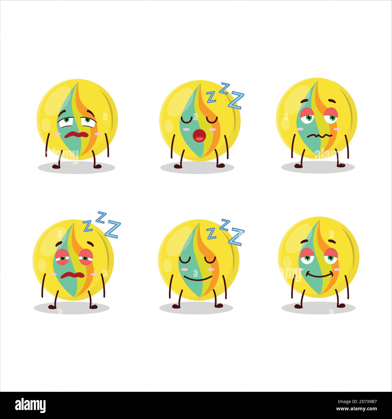 Cartoon character of yellow marbles with sleepy expression Stock Vector ...