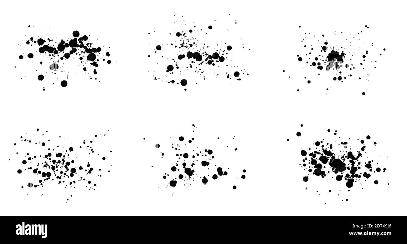 Set of black ink splashes for art design Stock Photo - Alamy