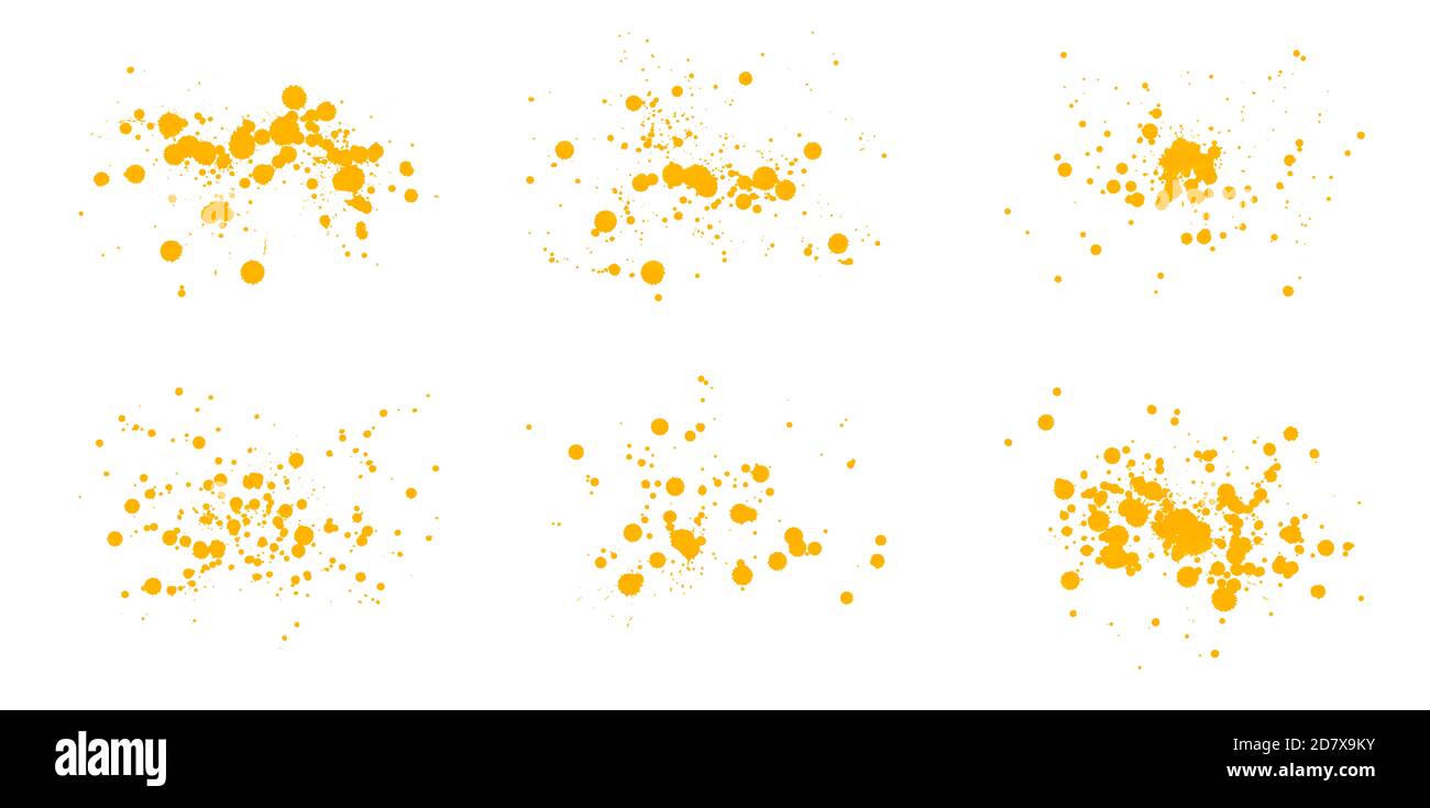 Set of yellow splash and drops brushes for painting Stock Photo - Alamy