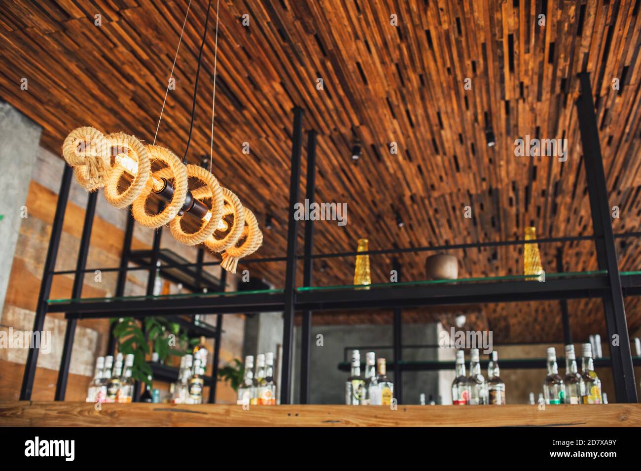 Creativity designed electric bulb lamp wrapped with rope. Eco-friendly ...