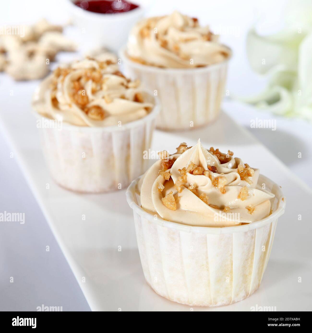 Vanilla Peanut Butter & Raspberry Jam Cupcake Stock Photo - Alamy