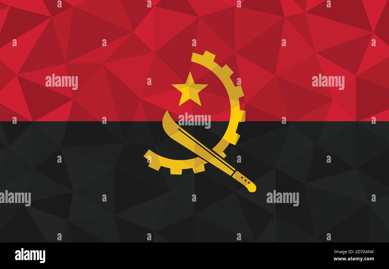 Low poly Angola flag vector illustration. Triangular Angolan flag ...