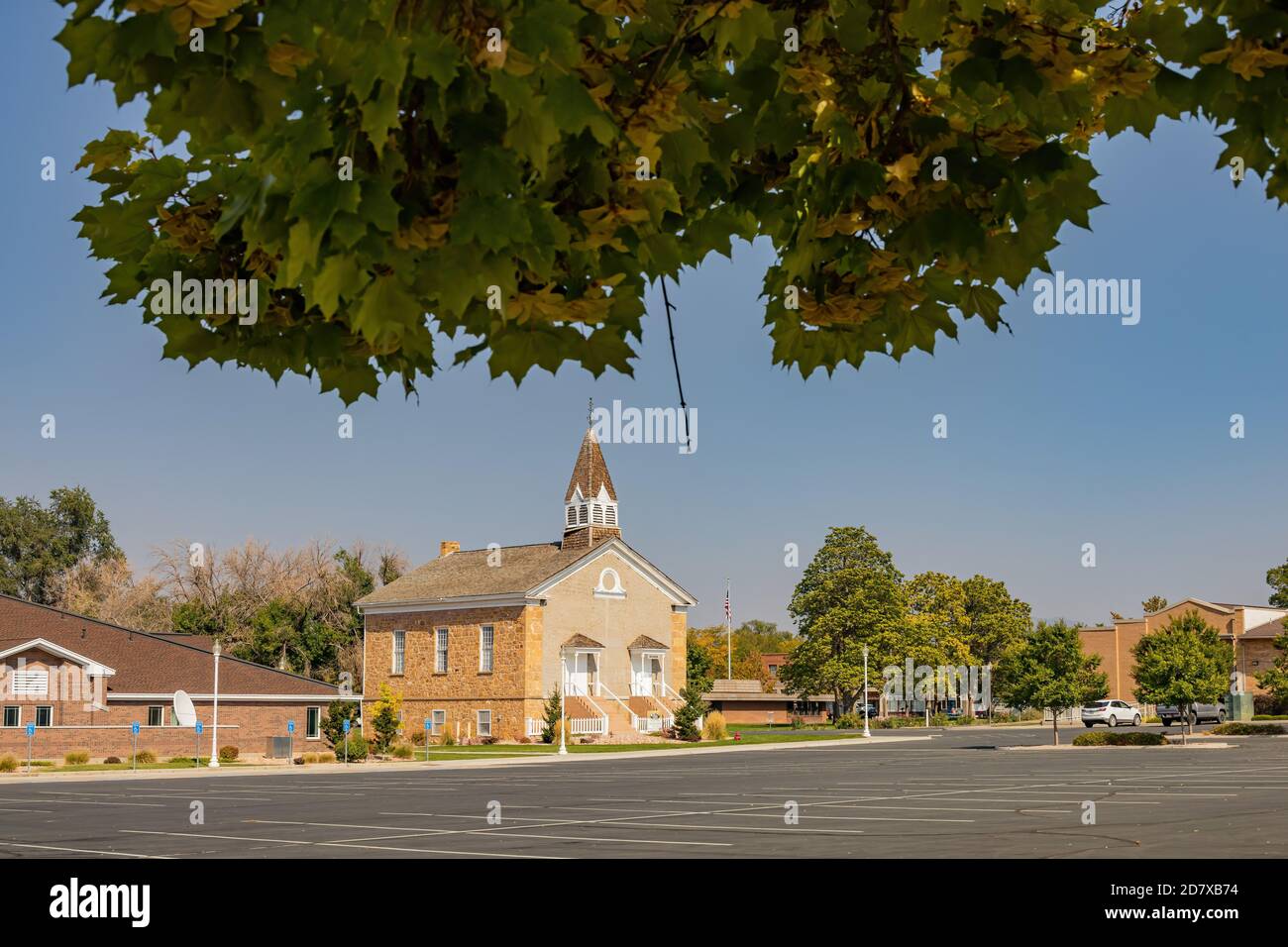 Sunny view of the Parowan Old Rock Church Museum at Parowan, Utah Stock ...