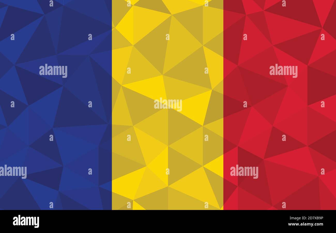 Low poly Chad flag vector illustration. Triangular Chadian flag graphic ...