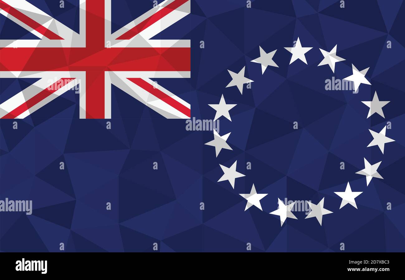 Low poly Cook Islands flag vector illustration. Triangular Cook ...