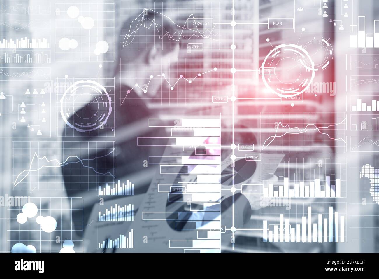 Business modern technology. BI Business intelligence concept on virtual ...