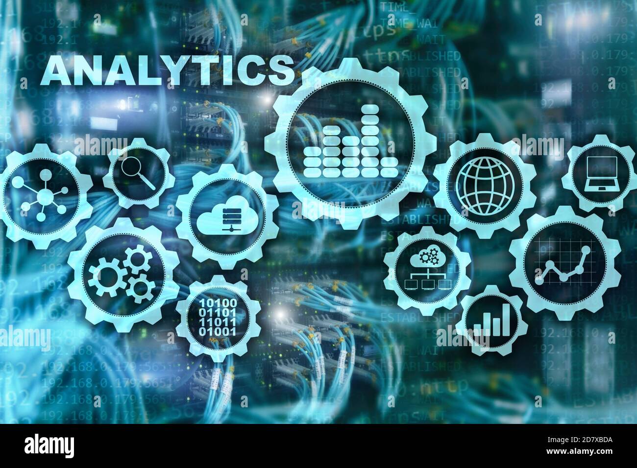 Technology Analytics concept on virtual screen. Big data with graph ...