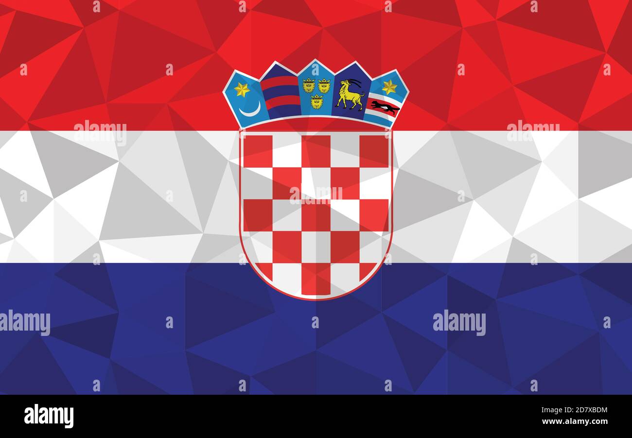 Low poly Croatia flag vector illustration. Triangular Croatian flag ...