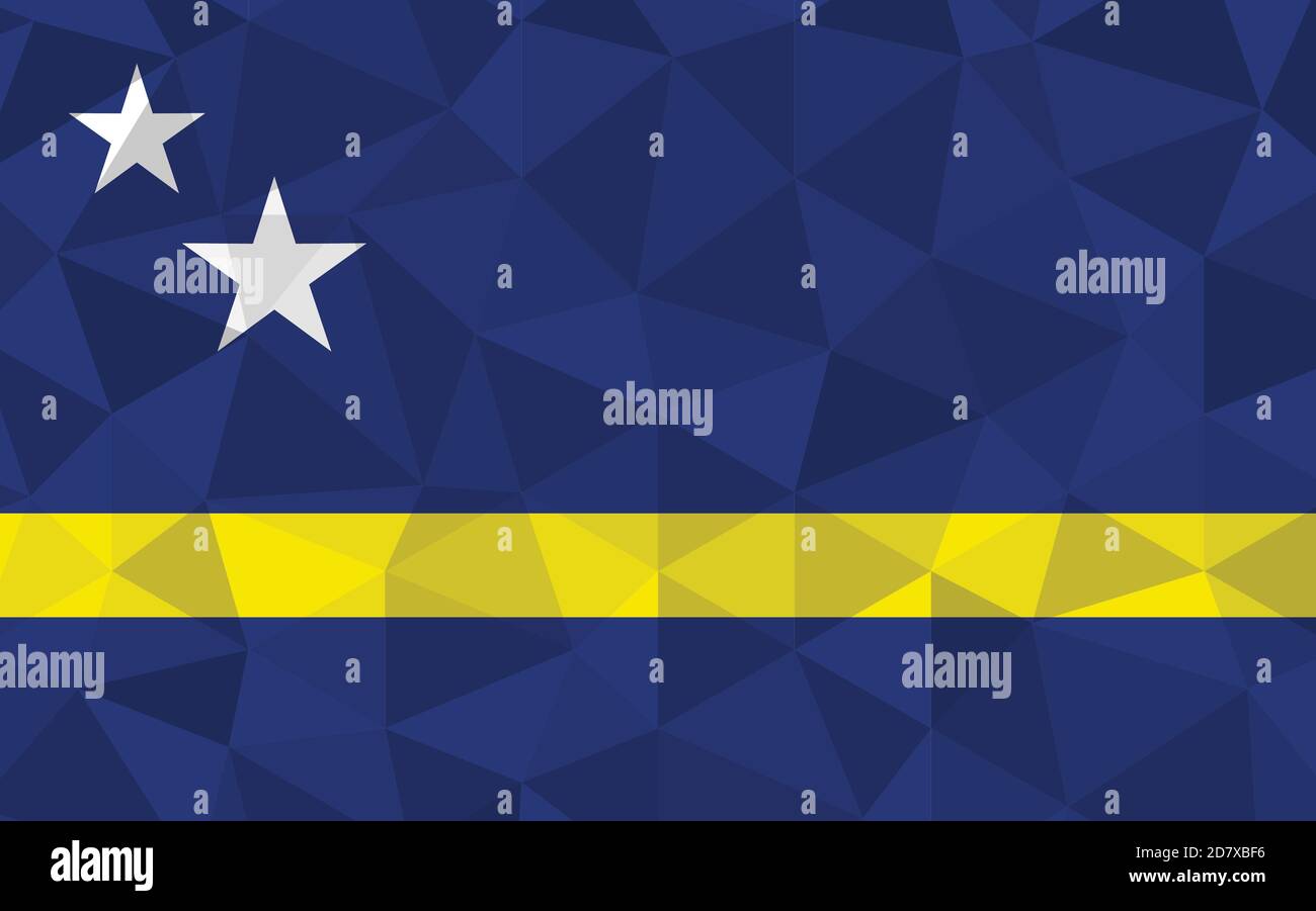 Low poly Curacao flag vector illustration. Triangular Curacaoan flag ...