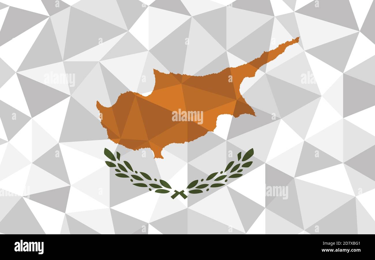 Low poly Cyprus flag vector illustration. Triangular Cypriot flag graphic. Cyprus country flag ...
