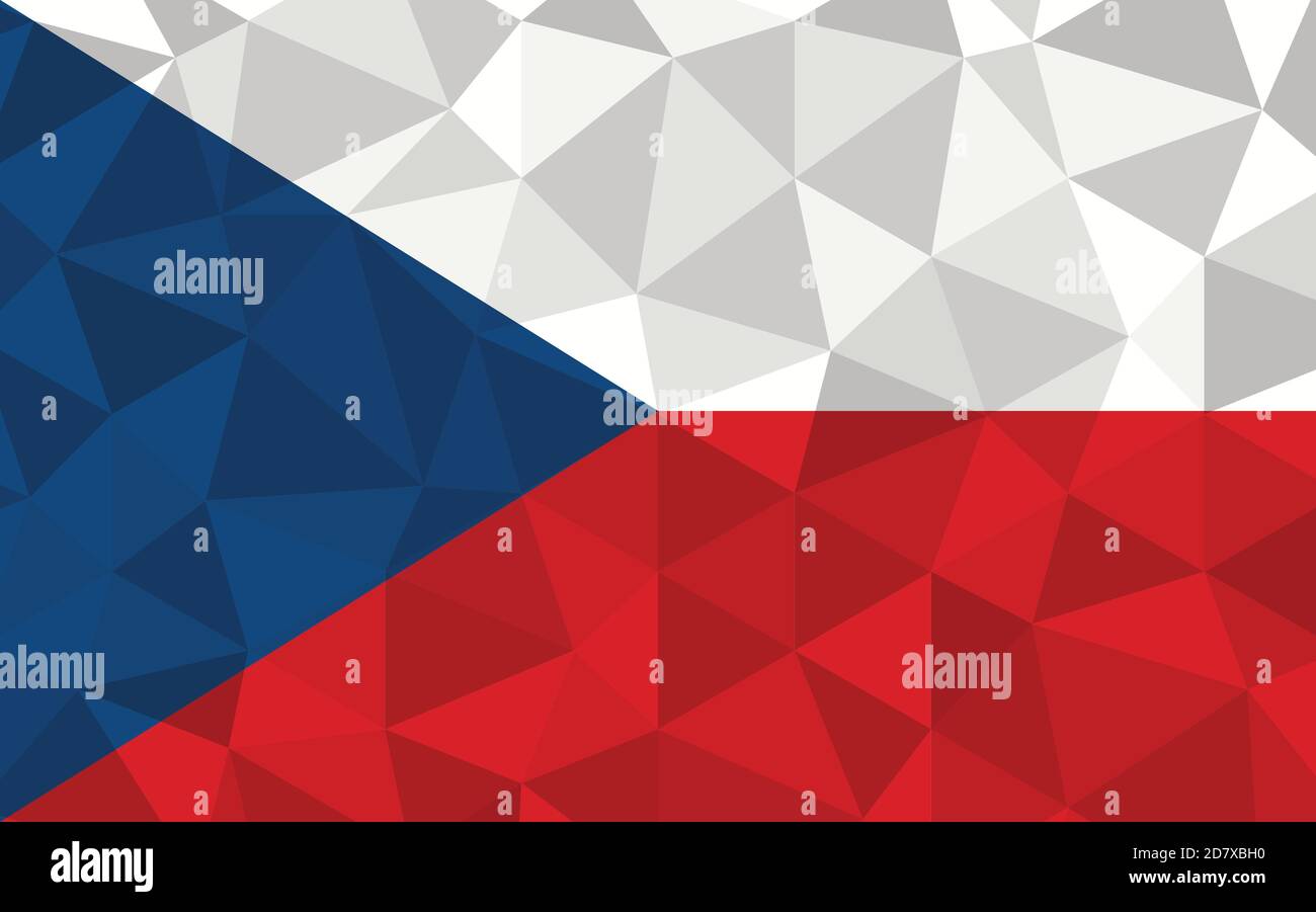 Low poly Czechia flag vector illustration. Triangular Czech flag ...