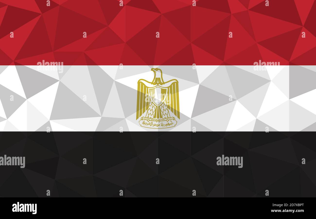 Low poly Egypt flag vector illustration. Triangular Egyptian flag ...