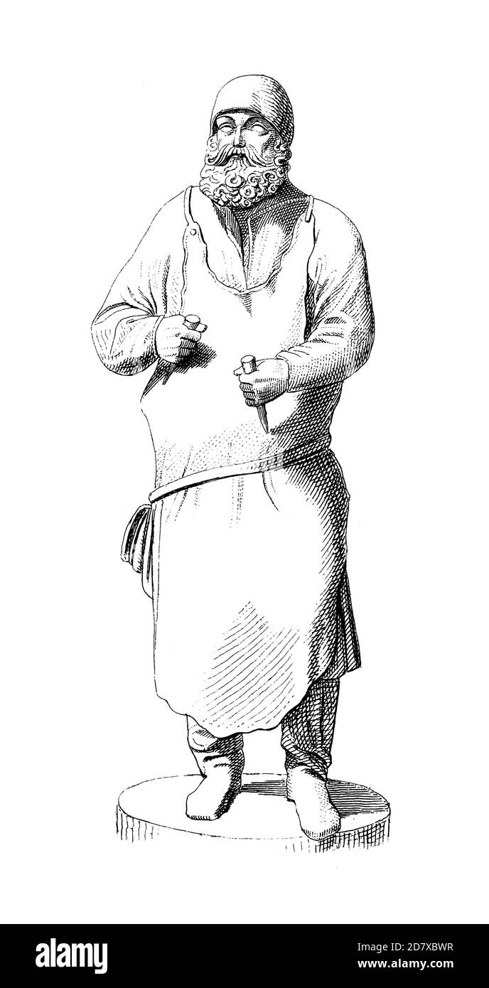 Antique 19th-century illustration depicting portrait figure of Peter ...