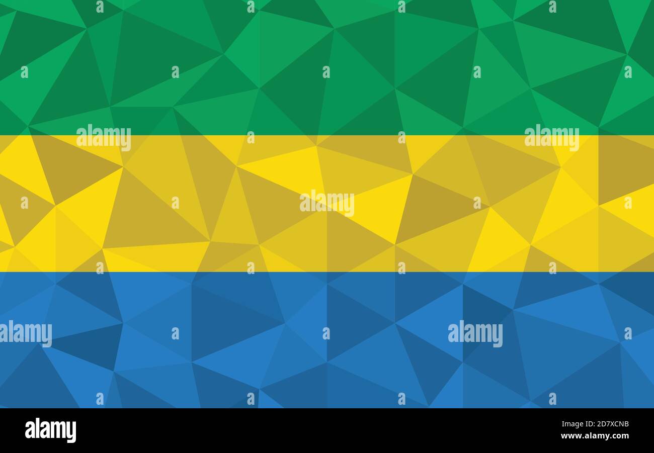 Low poly Gabon flag vector illustration. Triangular Gabonese flag ...