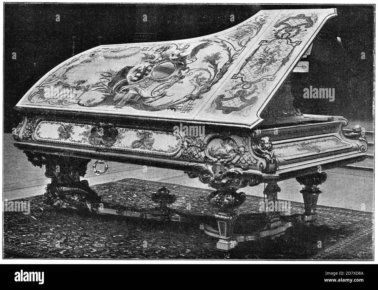A grand piano of the 19th century. Illustration of the 19th century ...