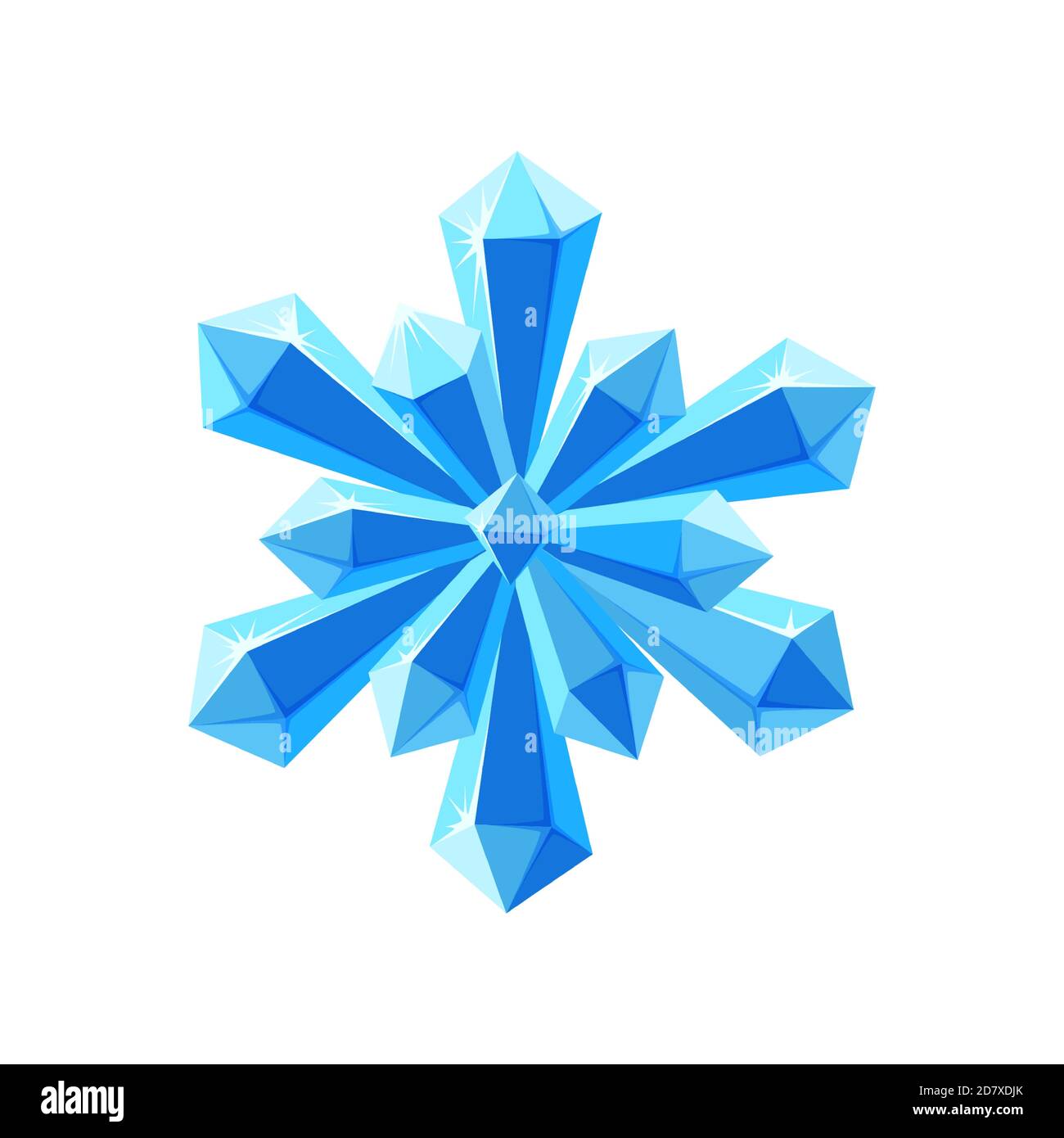 Crystal snowflake with sparkling facets. Shimmering star snowflake made ...