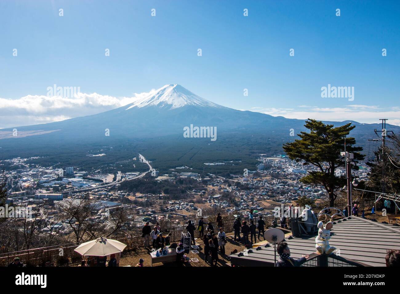 View of majestic Mount Fuji from Mount Tenjō in Lake Kawaguchi ...